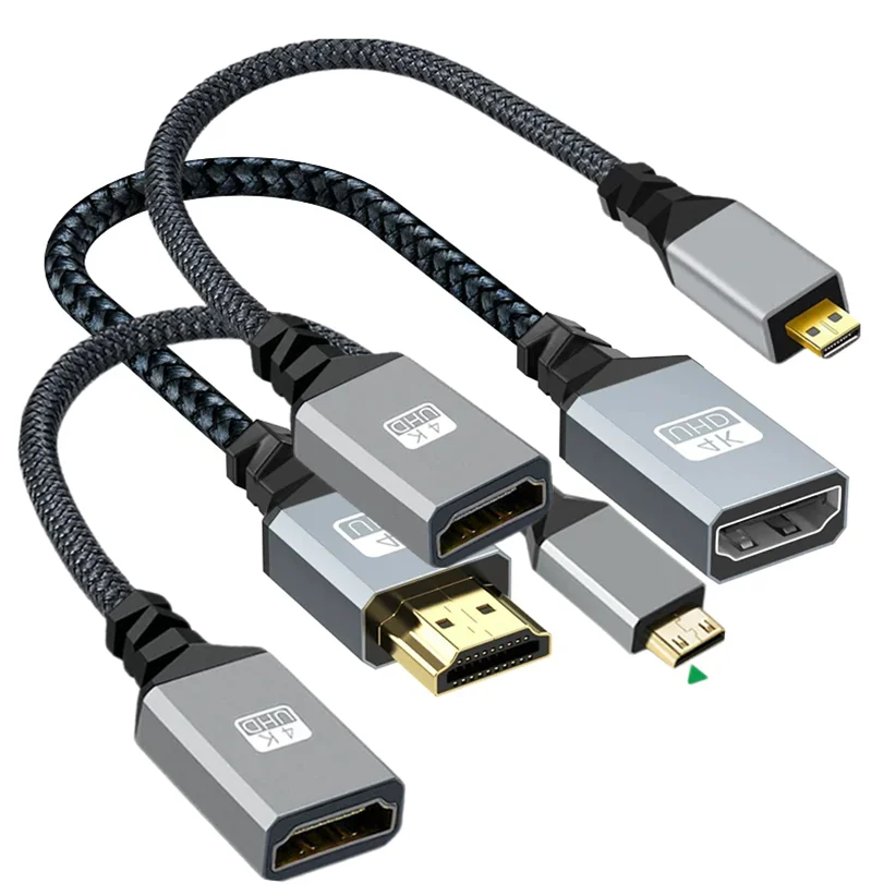 Mini Micro HDMI Male to HDMI Female Extension 4K Cable Left up down ...