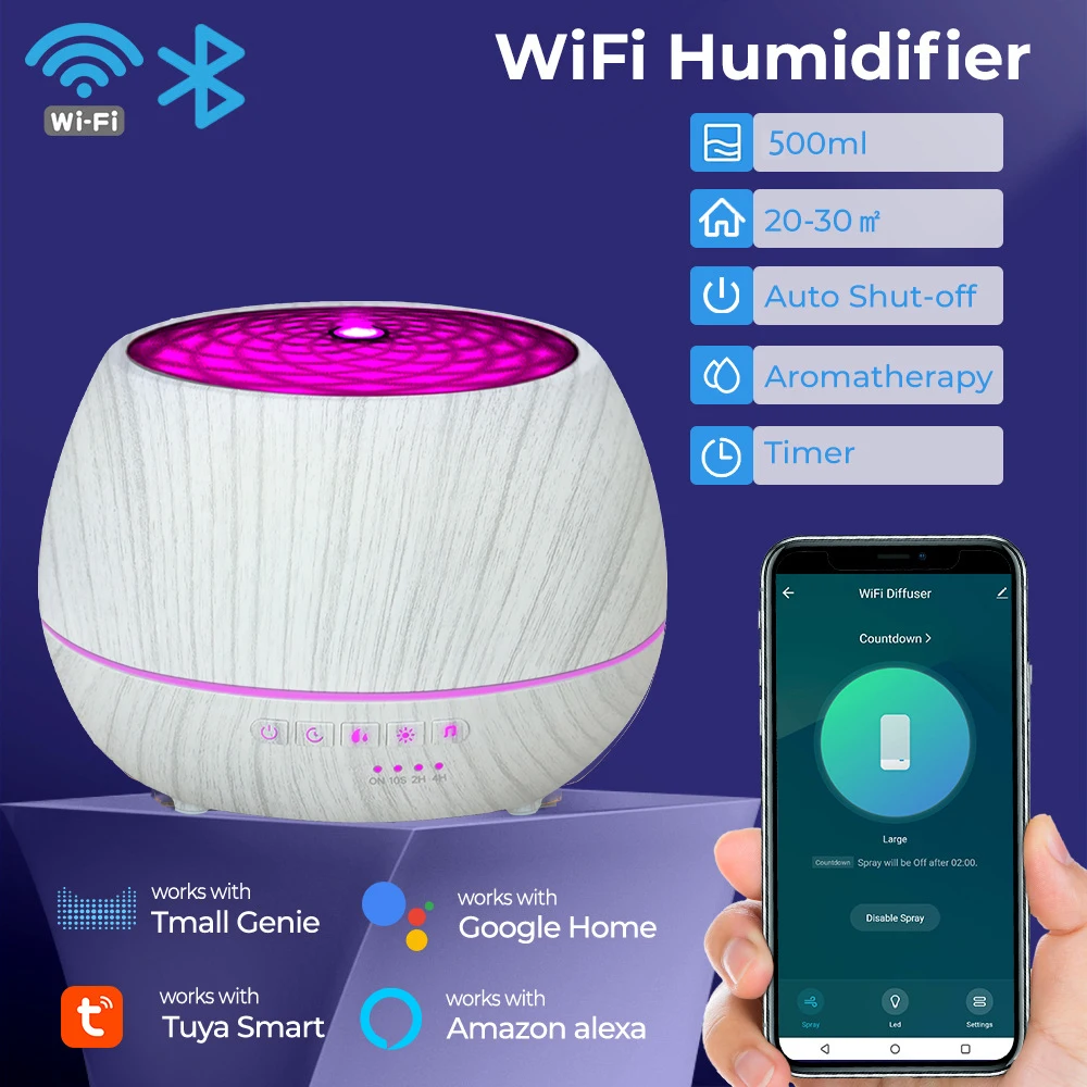 TUYA-WiFi-Smart-500ml-Cool-Mist-Humidifier-Air-Aroma-Diffuser-Essential ...