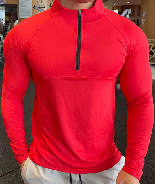 Fitness & Sports Men's Quick Dry Zipper T Shirt - Men's Fitness Apparel ...