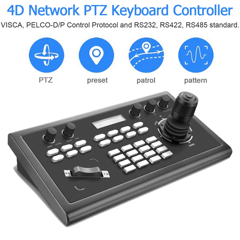 4D LCD 디스플레이 Visca Ip 조이스틱 ptz 키보드 컨트롤러, 디지털 ptz 카메라 컨트롤러, 라이브 방송 ptz ...