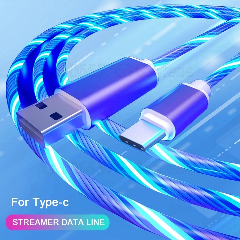 3A Flowing Colors LED Glow Charger Type C Cable for Android Transfer ...