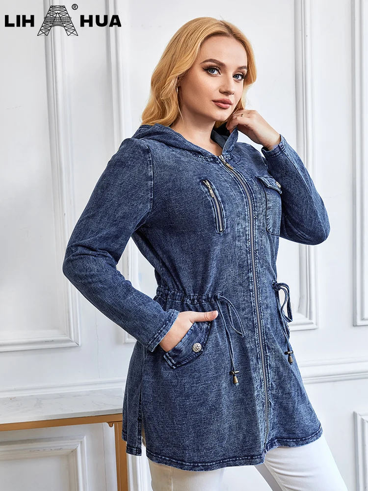 LIH-HUA-Women-s-Plus-Size-Denim-Jacket-Autumn-Chic-Elegant-Jacket-For ...