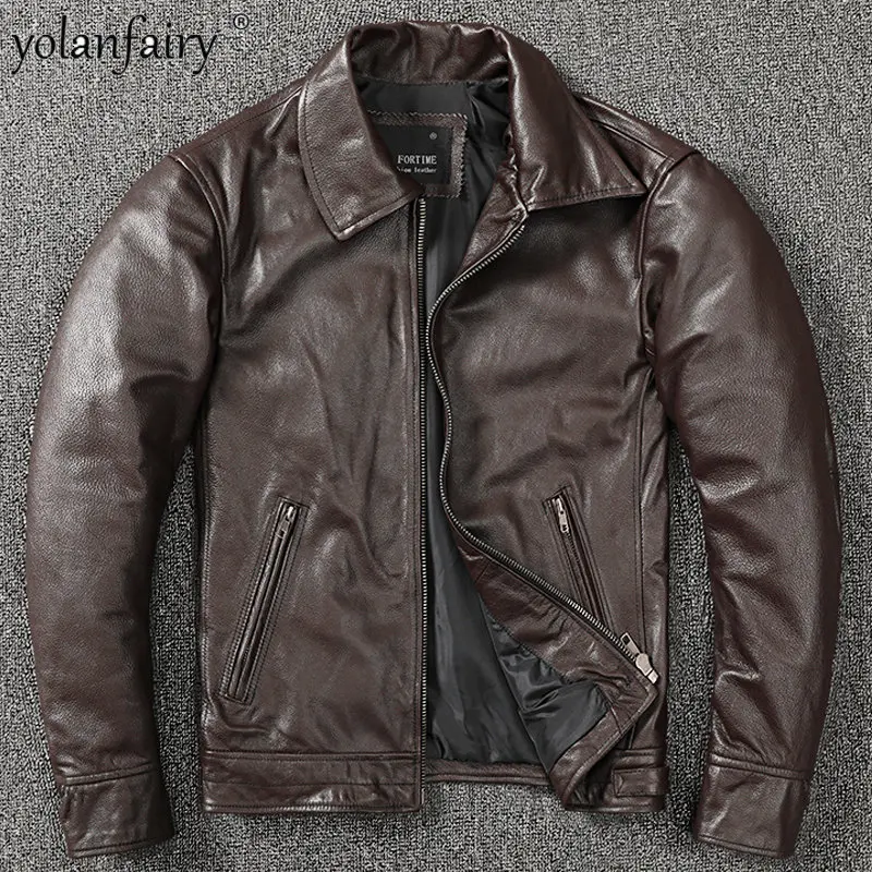 Pure-Top-Layer-Cowhide-Genuine-Leather-Jacket-Men-s-Leather-Jackets ...