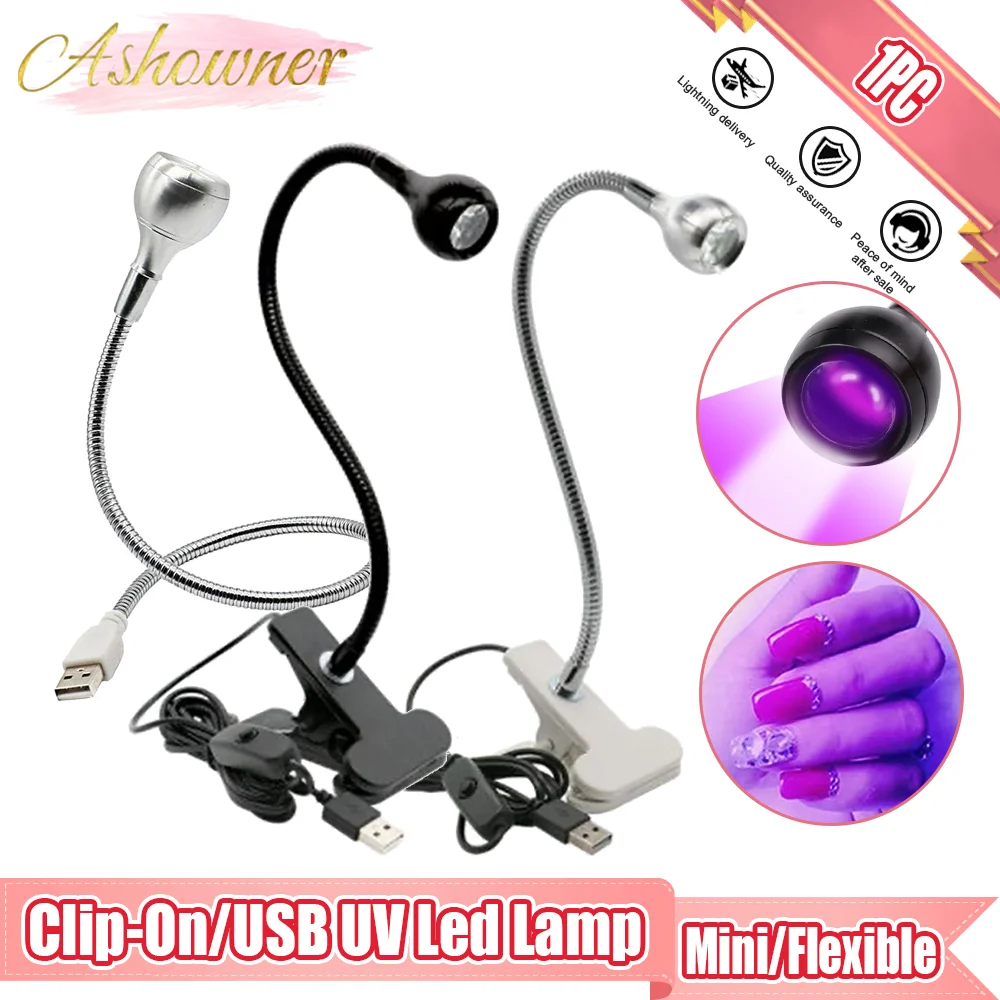 Led-Curing-Ultraviolet-Lights-Mini-Flexible-Clip-On-Desk-Lamp-Uv-Gel ...