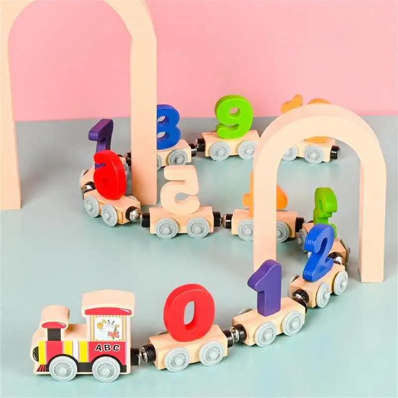 Wooden-Magnetic-Number-Train-Set-0-10-Number-Early-Educational-Learning ...