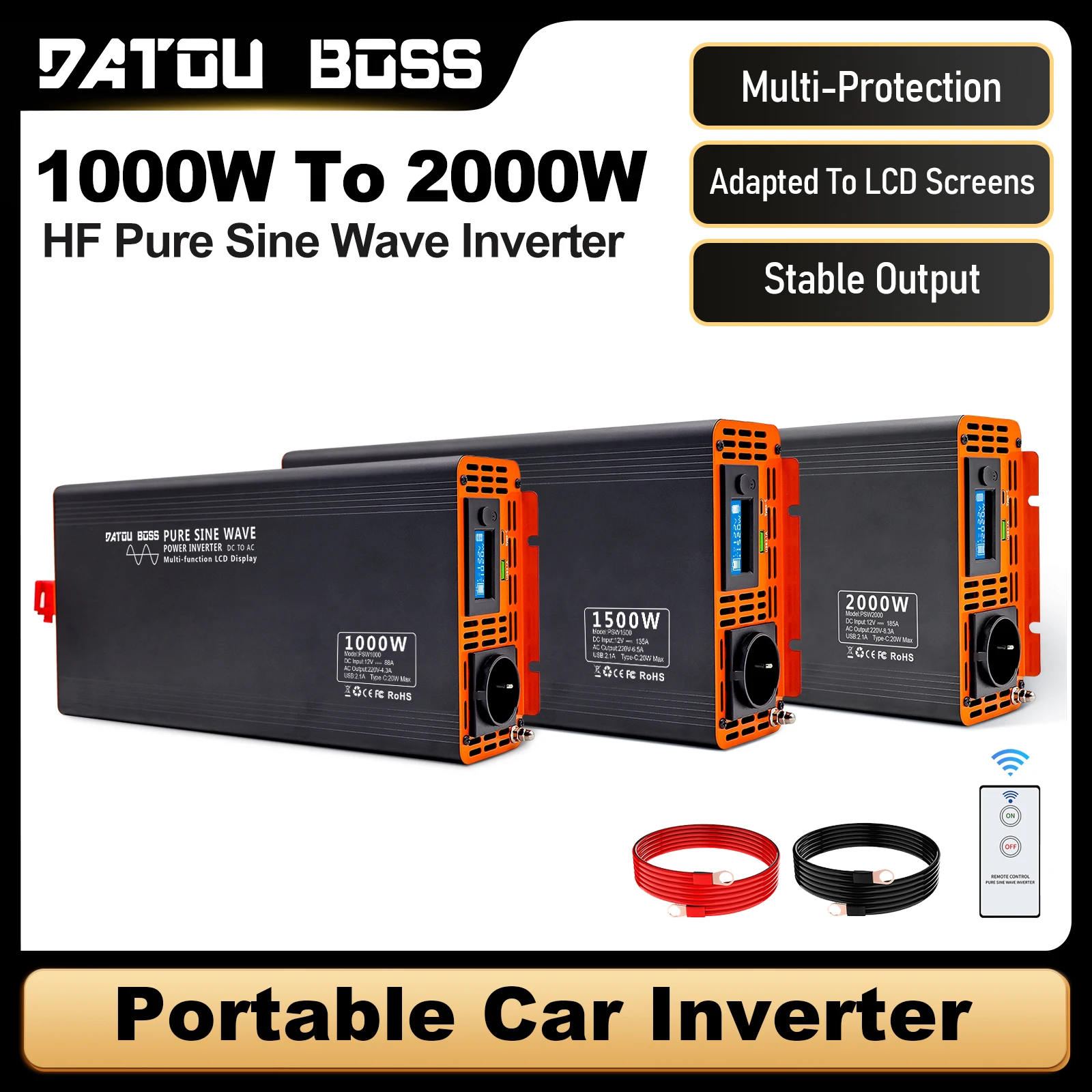 DATOUBOSS Pure Sine Wave Inverter 4000W DC 12V 24V 36V 48V 60V 72V to ...