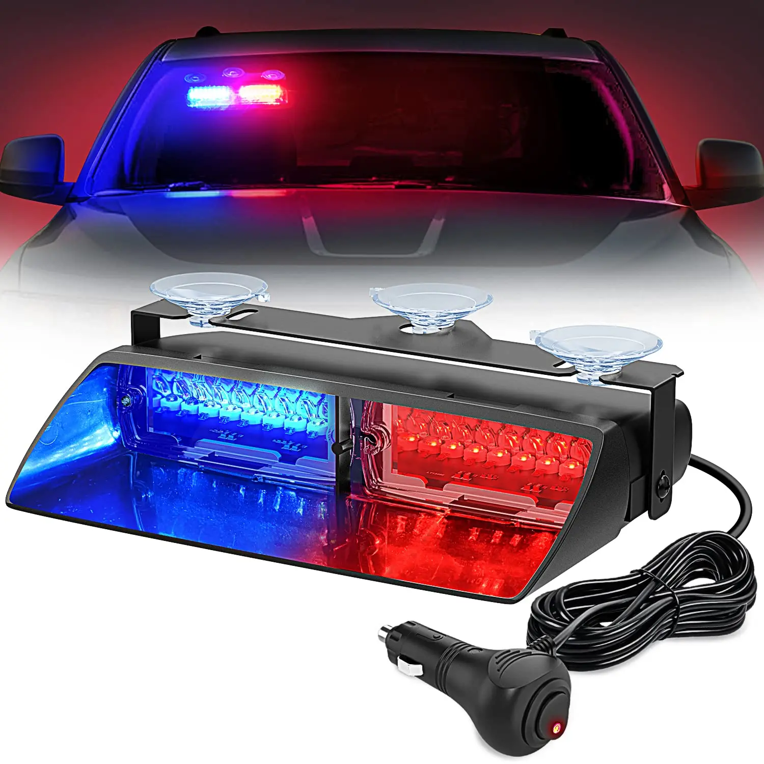 16LED-Police-Lights-18-Model-Car-LED-Strobe-Lamp-Red-Blue-Signal-Lamp ...
