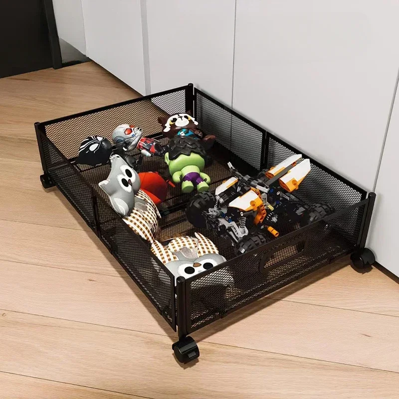 Foldable Bed Bottom Storage Rack Iron Storage Box with Wheels Under The ...