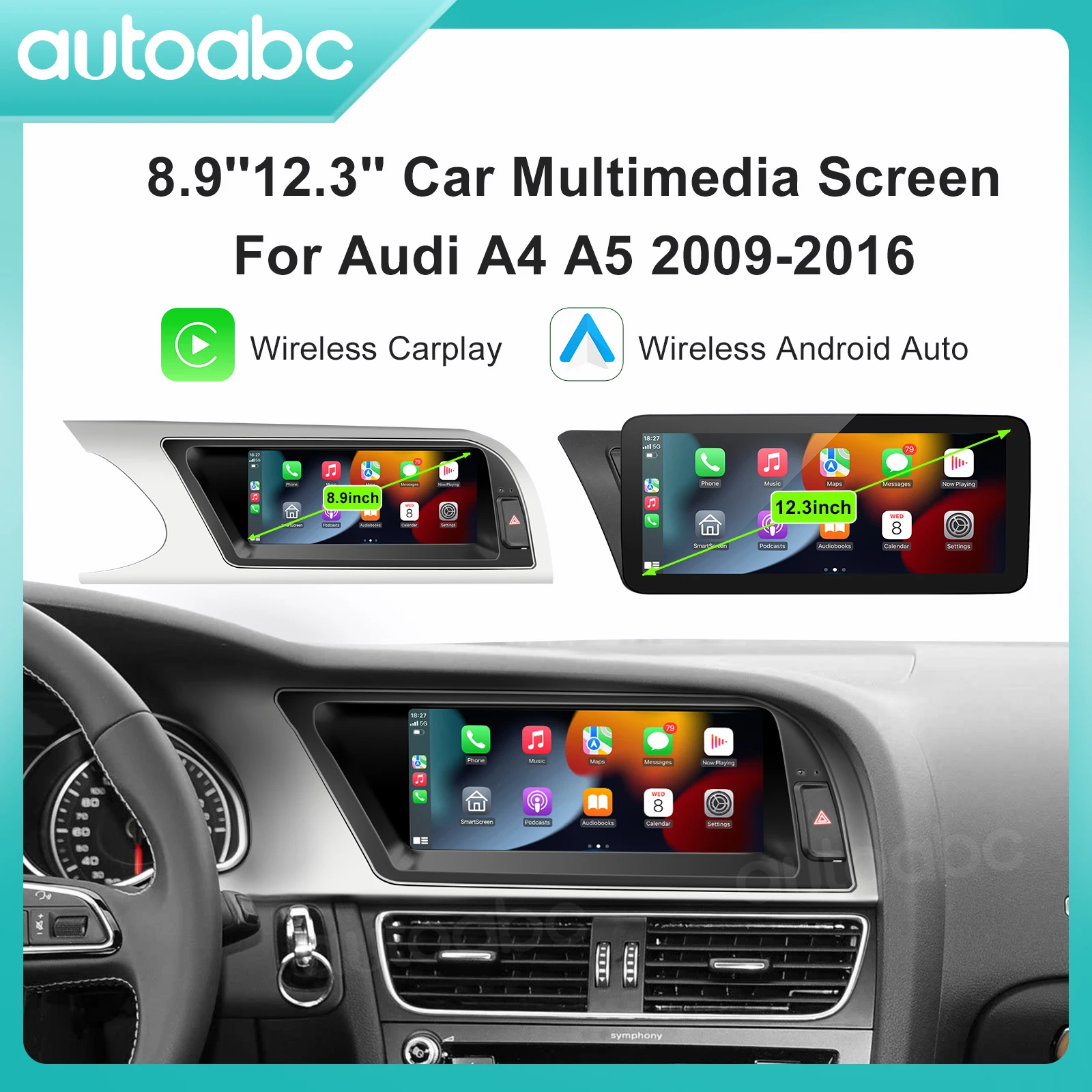 8.8“ 12.3” Wireless CarPlay Android Auto Linux Touchscreen for Audi A4 ...