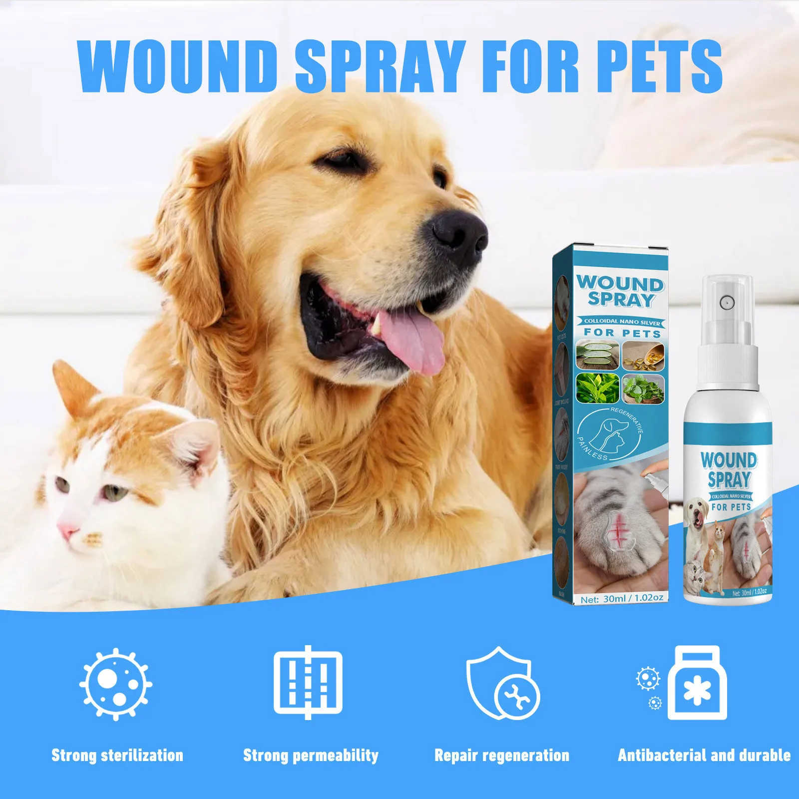 2024-New-Recovery-Medicated-Antiseptic-Spray-For-Dogs-Cats-Wound-And ...