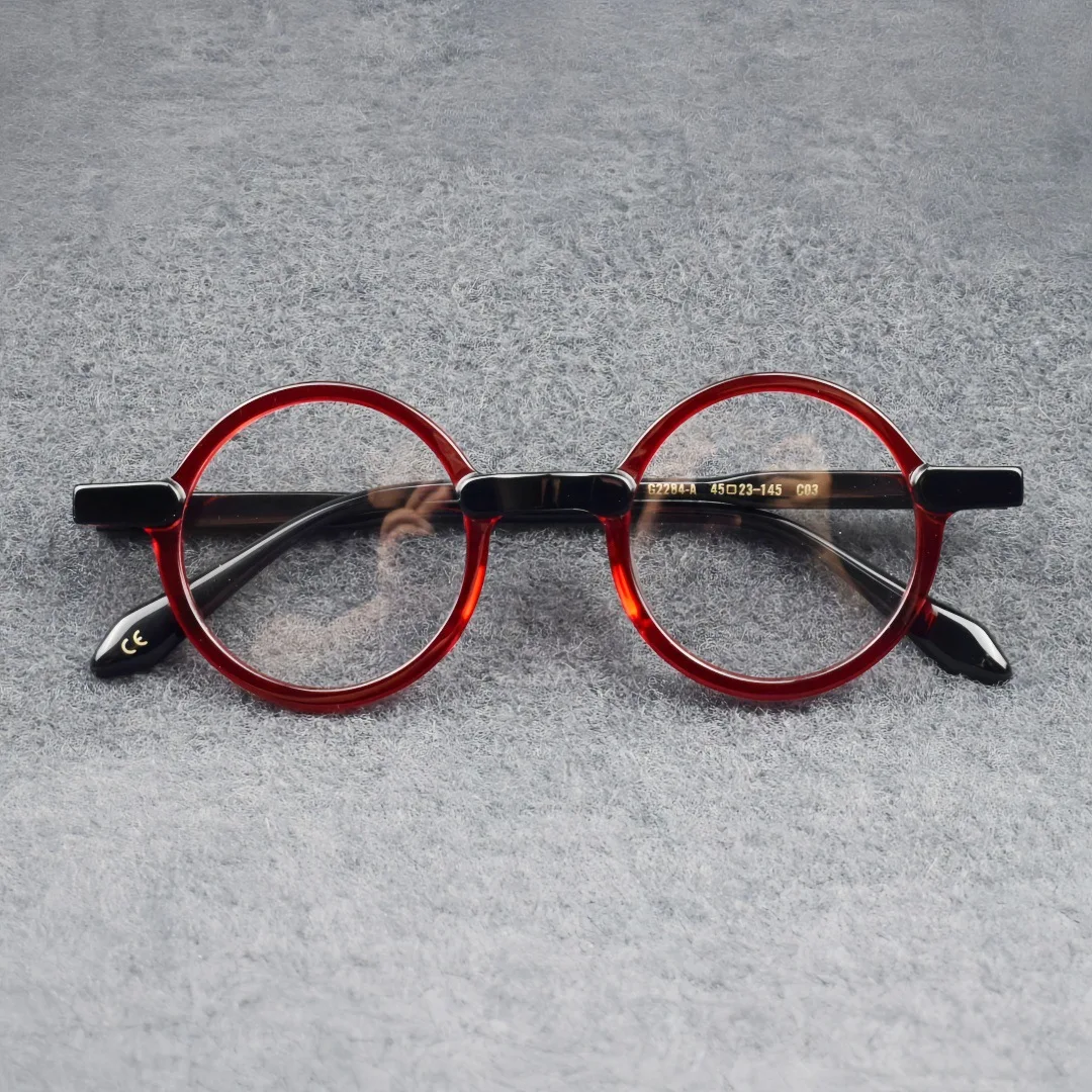 Retro round Frame Acetate Glasses - Classic Style Prescription Ready-To ...