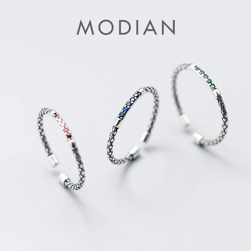 Modian Vintage 3 Color Zircon Serpentine Ring for Women Authentic 925 ...