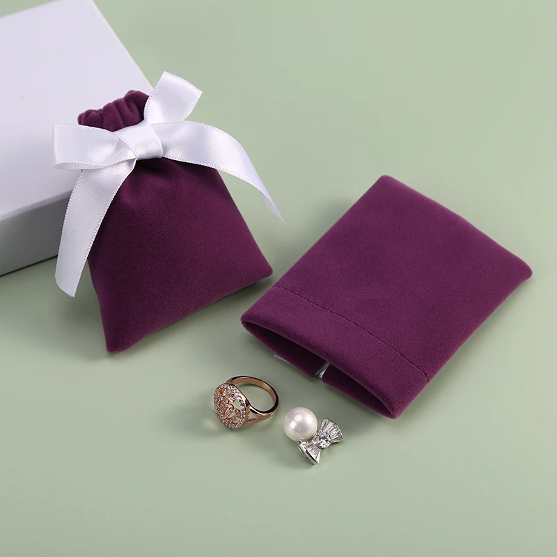 10pcs 7x9cm Purple Velvet Drawstring Packing Jewelry Packaging Display ...