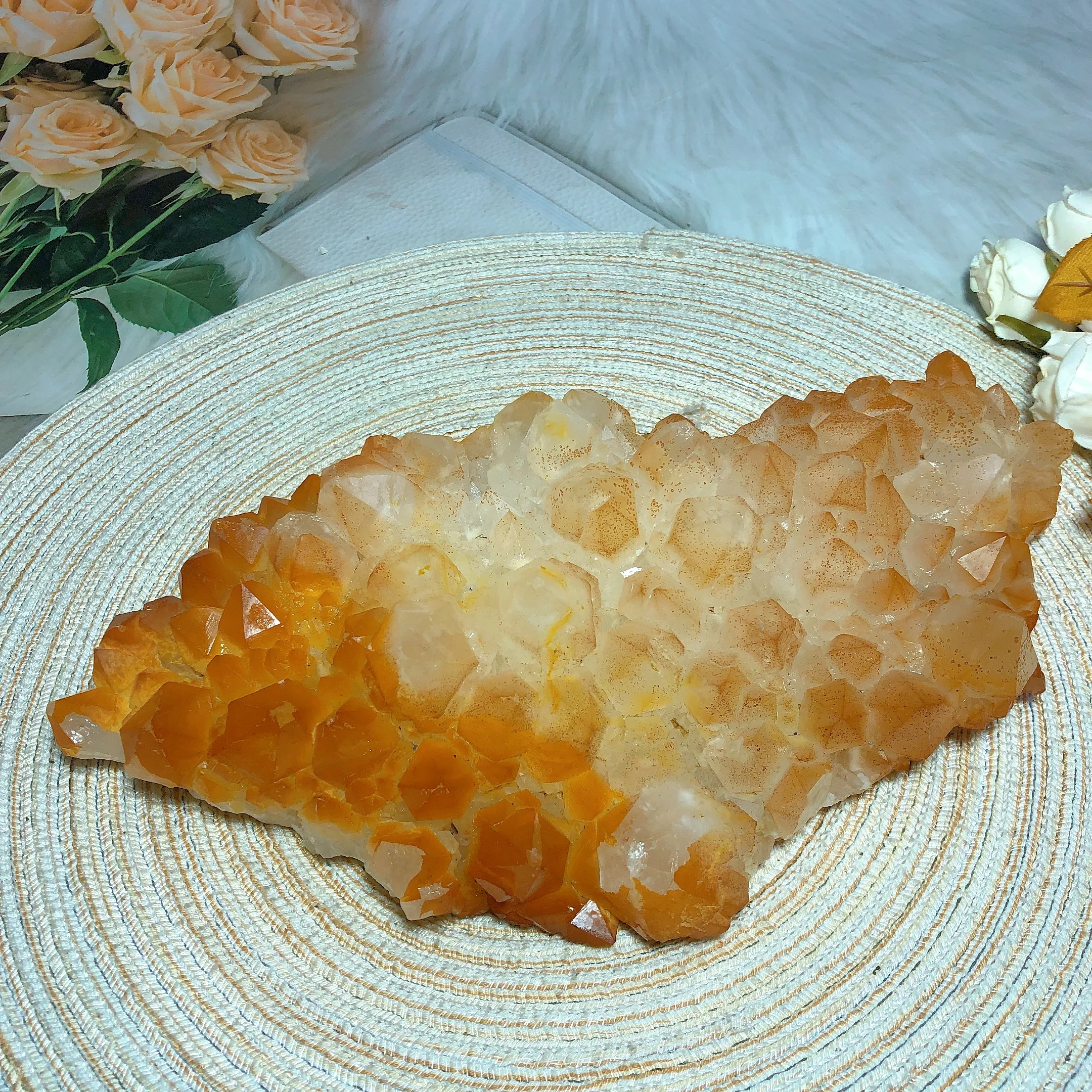 Natural-Crystals-Clear-Quartz-Hematite-Orange-Color-Stone-Unique ...