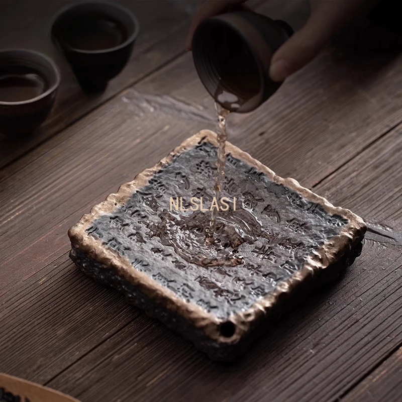 Heart Sutra Pot Bearing Gilded iron glazed small coarse pottery Water ...