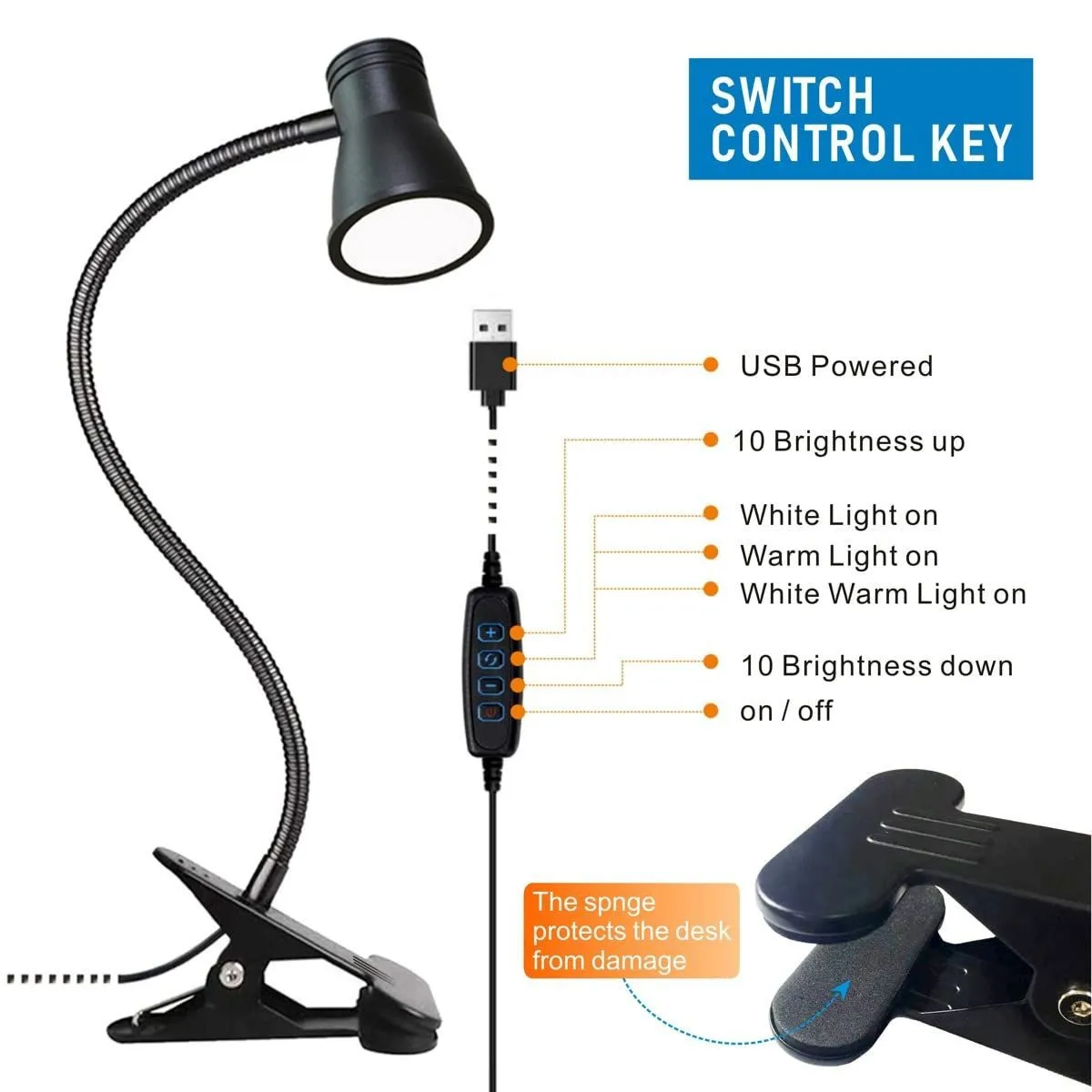 Universal-Soft-Arm-LED-Desk-Lamp-Clamp-Bracket-Metal-Eye-Protection ...