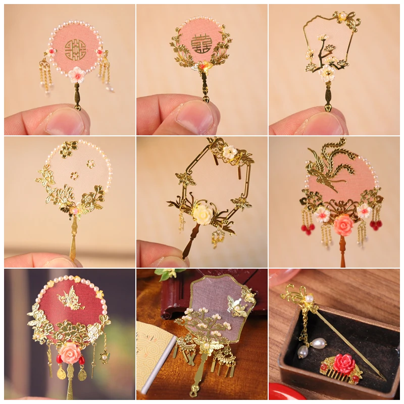 1-12-Dollhouse-Miniature-Vintage-Fan-Chinese-Bride-Marriage-Handheld ...