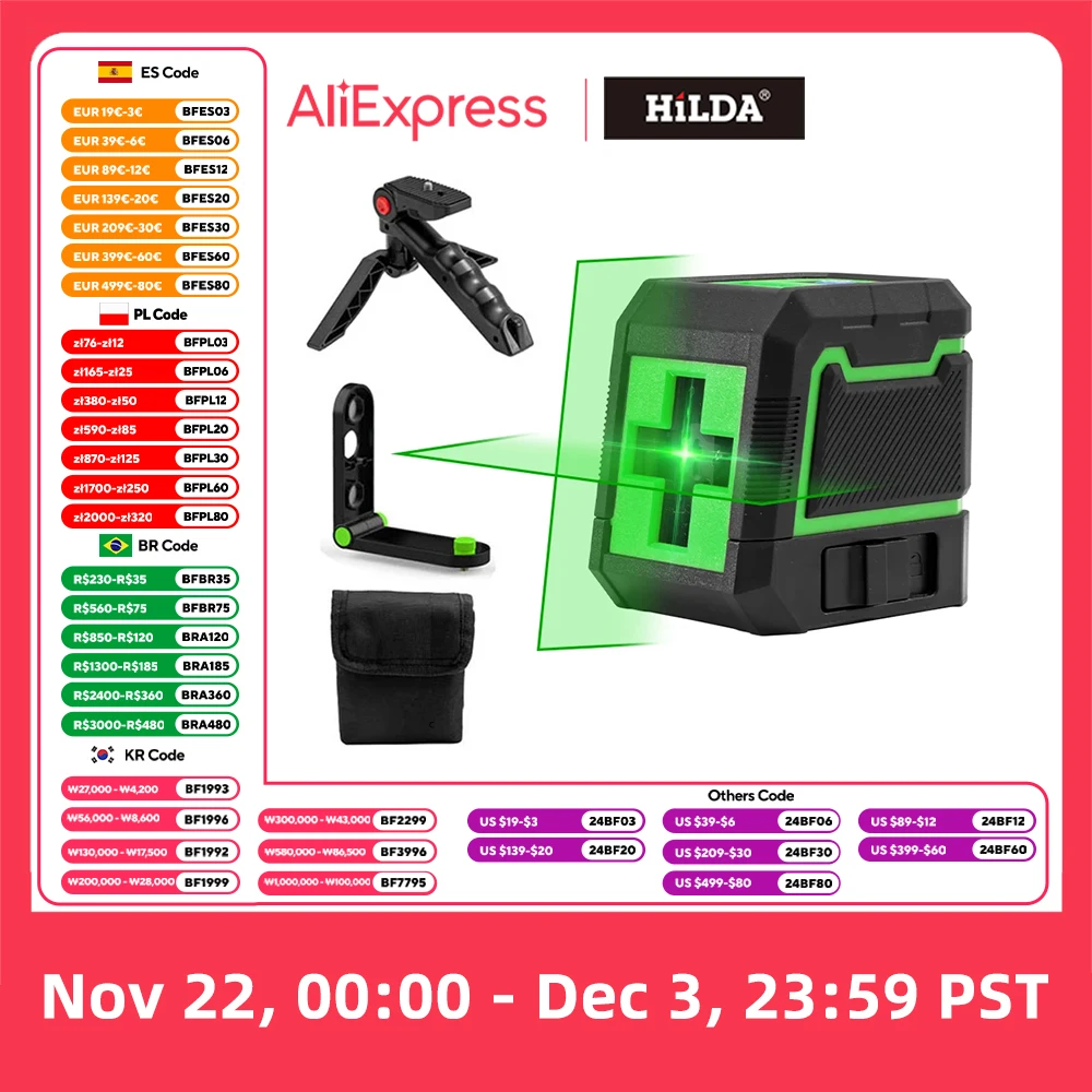 HILDA-Laser-Level-2-Lines-Self-Leveling-Horizontal-And-Vertical-Cross ...
