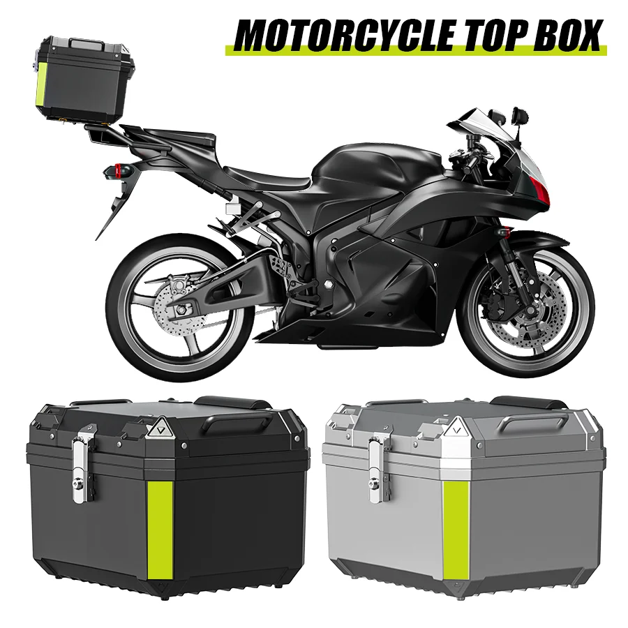 45L-Motorcycle-Tail-Box-Top-Case-Lockable-Luggage-Helmet-Storage-Rear ...