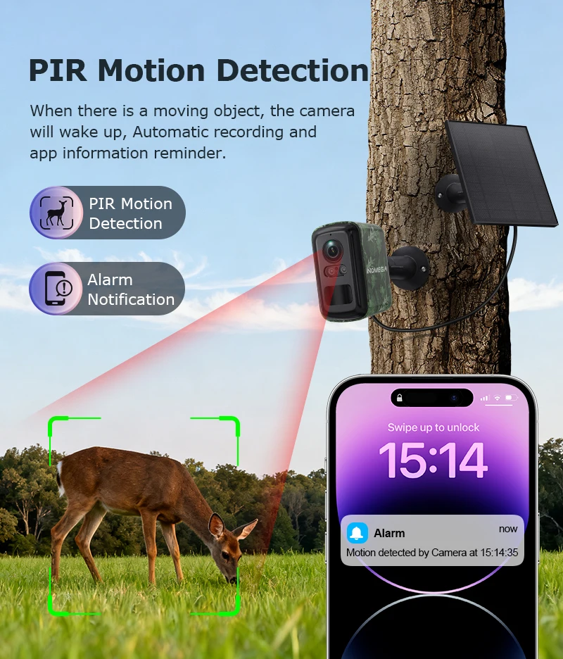INQMEGA 5MP Mini Solar 4G Camera Outdoor Surveillance Camouflage Color ...