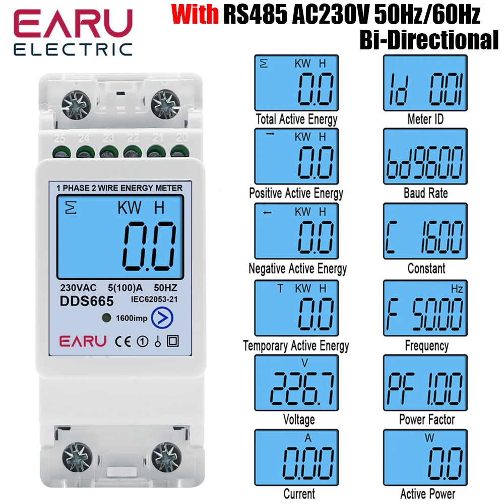 Multifunction-230V-100A-Bi-Directional-Energy-Meter-Reset-Zero-Kwh-Solar-PV-Power-Voltage ...