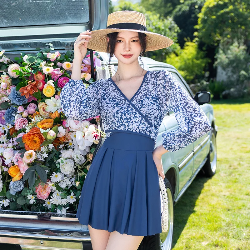 Swimdress-Woman-2023-Latest-Women-Swimwear-Long-Sleeve-Mesh-Print ...