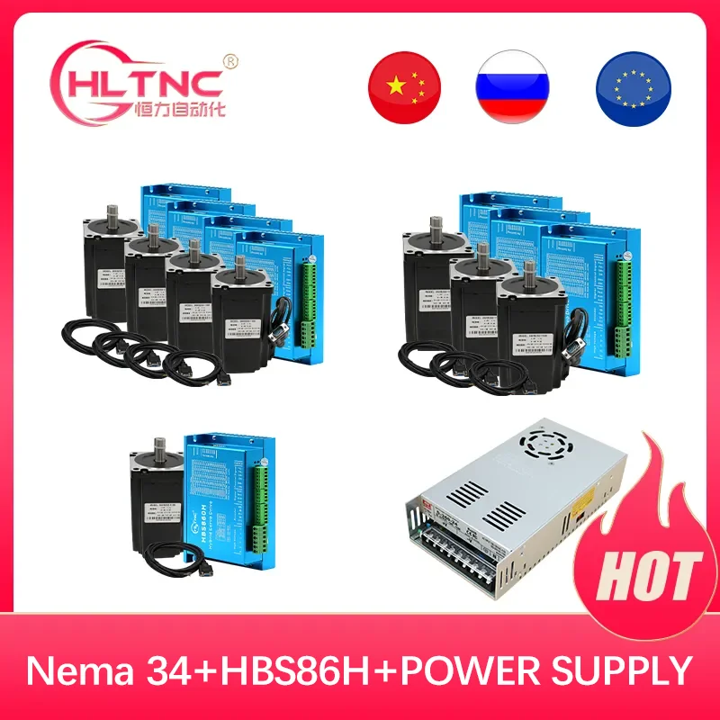 HLTNC-4-axis-Nema34-4-5N-8-5N-12N-Closed-Loop-Stepper-Motor-Kit-HBS86H ...