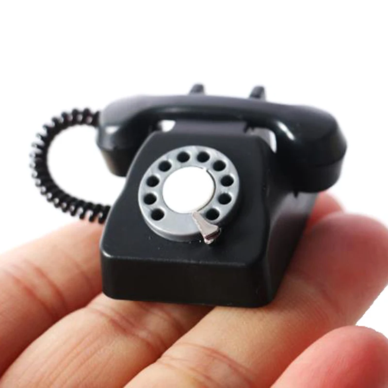 1pc Mini Miniature Phone Model plastic Vintage Retro Rotary Telephone ...