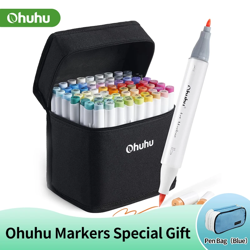 Ohuhu Honolulu B Marker Pen Dual Tips Alcohol Art Markers Set Coloring ...