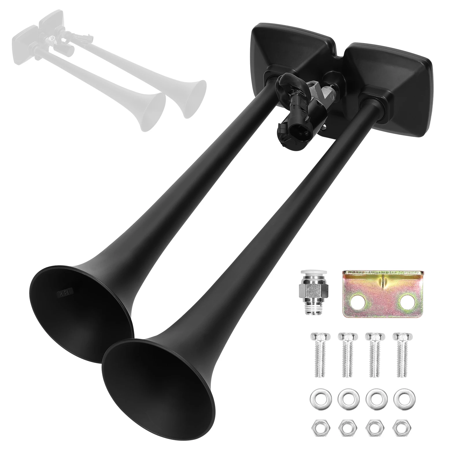 150dB Dual Trumpet Air Horn Loud Electric Horn 12-24V with Solenoid ...