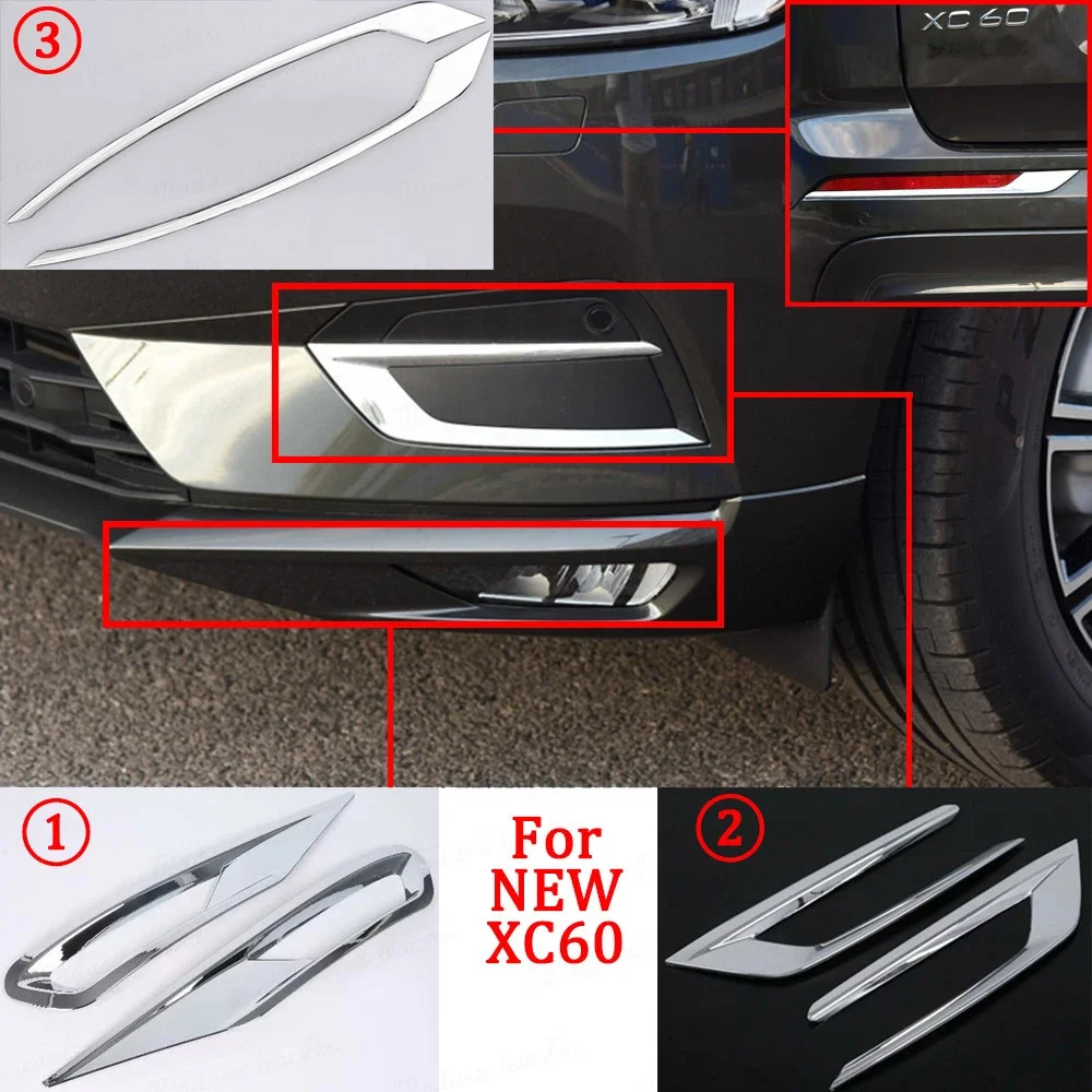 2Pcs New ABS Chrome Car Front Rear Fog Light Lamp Eyelid Cover ...