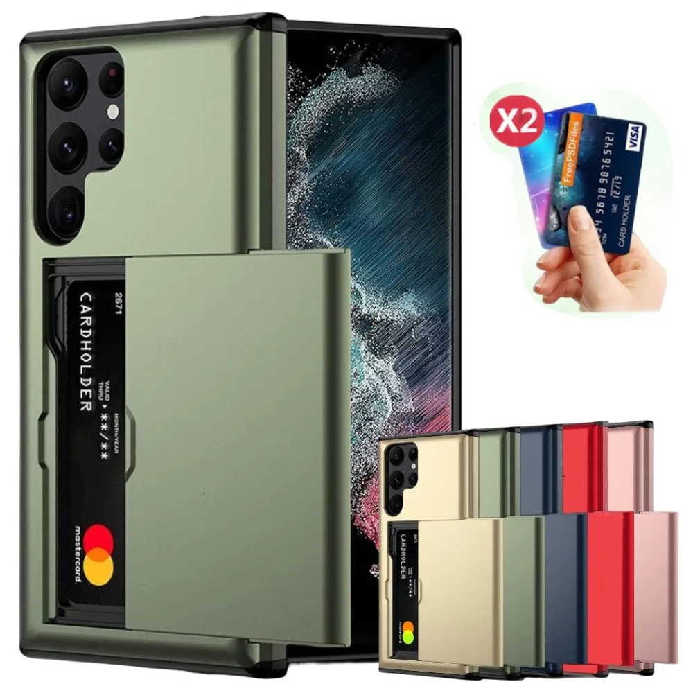 Armadura slide cartão caso para samsung s23 ultra slot para cartão ...