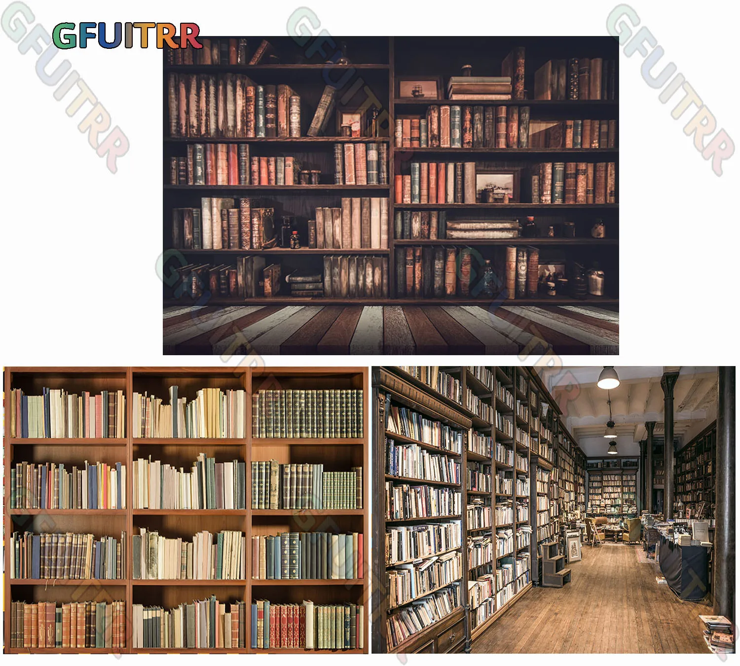 GFUITRR-Retro-Library-Book-Shelf-Backdrop-Birthday-Party-Wedding ...
