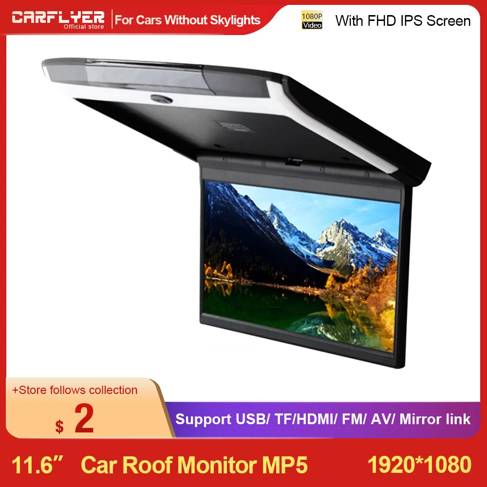 11.6'' Car Roof Monitor LCD Flip Down Screen Overhead Multimedia Video ...
