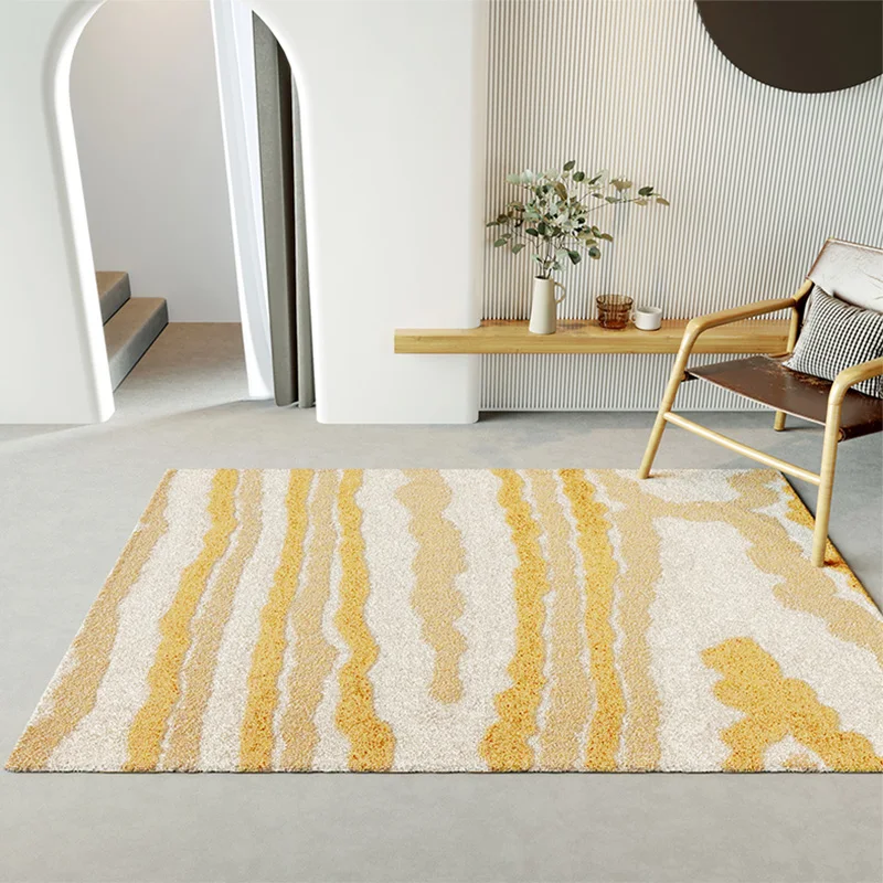 Gold-Stripe-Living-Room-Carpet-Home-Decor-Bedroom-Rugs-Modern ...
