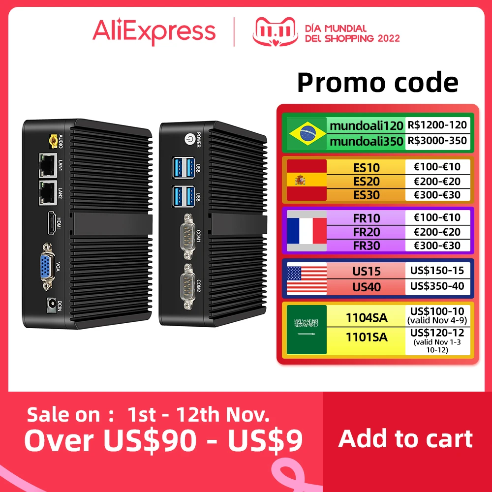 Xcy Fanless Mini Pc Intel Celeron J4125 Dual Gigabit Ethernet 2x Rs232 Hdmi Vga 4xusb Wifi ...