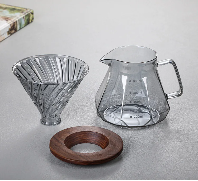 Smoky Gray Glass Diamond Coffee Pot V60 Filter Cup Set Available In ...