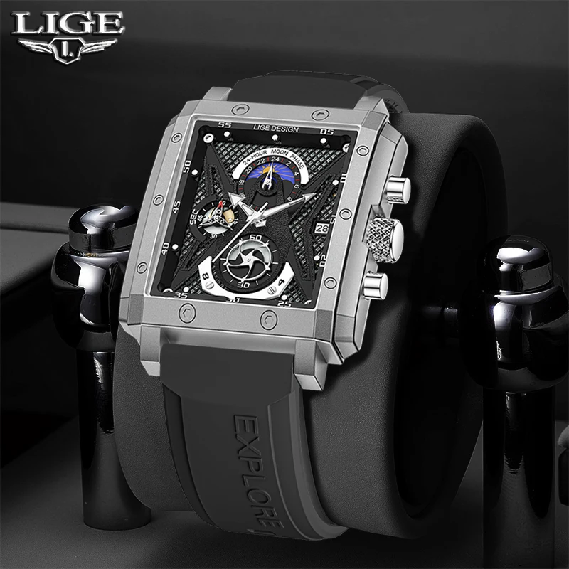 LIGE-New-Fashion-Man-Square-Watch-Luxury-Silicone-Casual-Sport-Watches ...