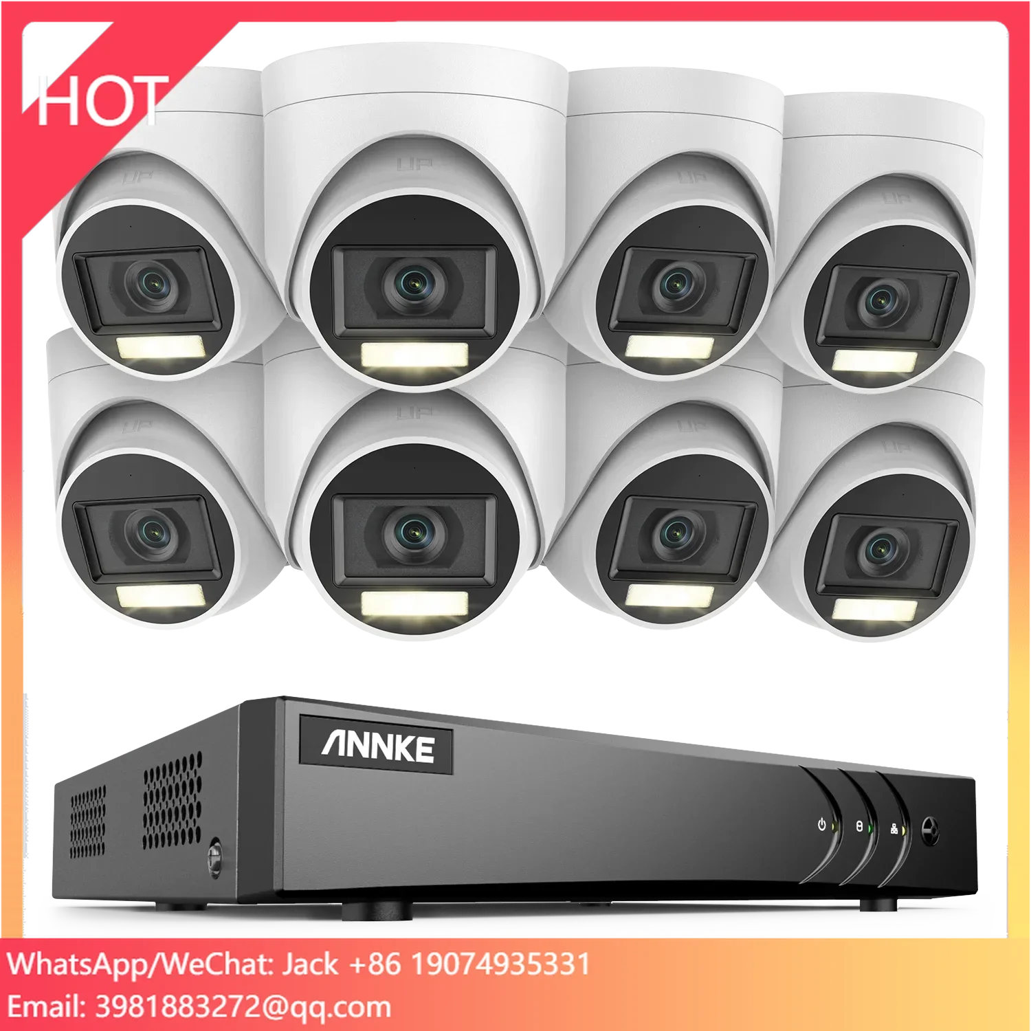 ANNKE 3K 8ch CCTV Security Camera System With 8pcs Audio, Night Vision, and Motion Detection DVR ...