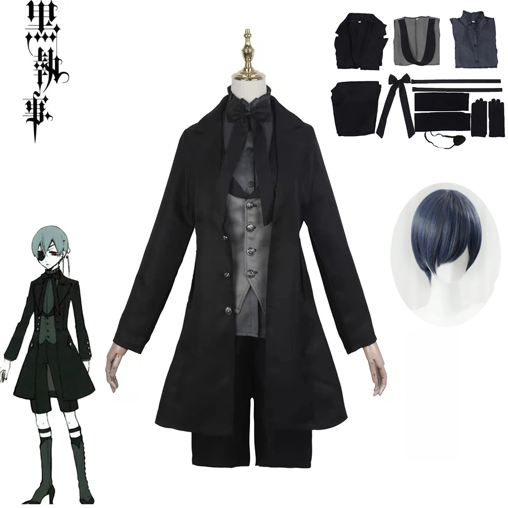 Black Butler 2 Kuroshitsuji Sebastian Michaelis Cosplay Costume Coat ...