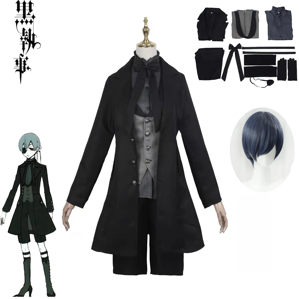Black Butler 2 Kuroshitsuji Sebastian Michaelis Cosplay Costume Coat ...