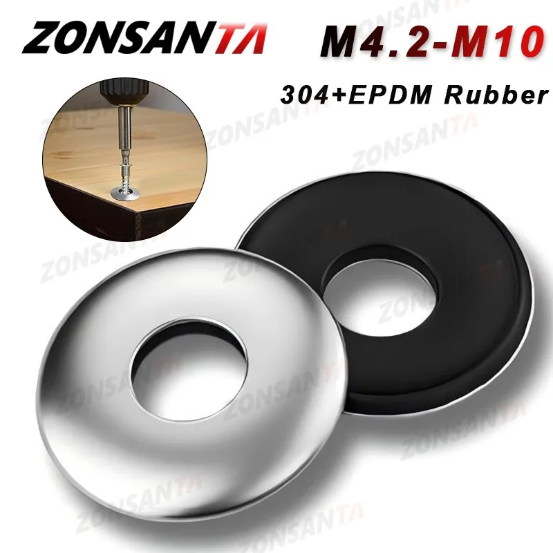 304 Stainless Steel Sealing Washers M4.2 M4.8 M5.5 M6.3 M8 M10 EPDM ...