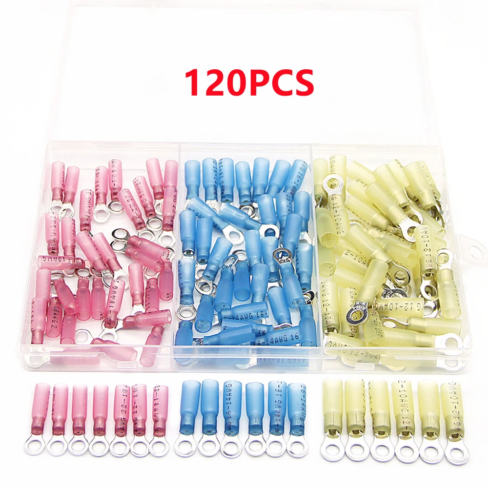 120-90Pcs-Ring-Waterproof-Heat-Shrink-Eyelet-Connectors-Electrical-Wire ...