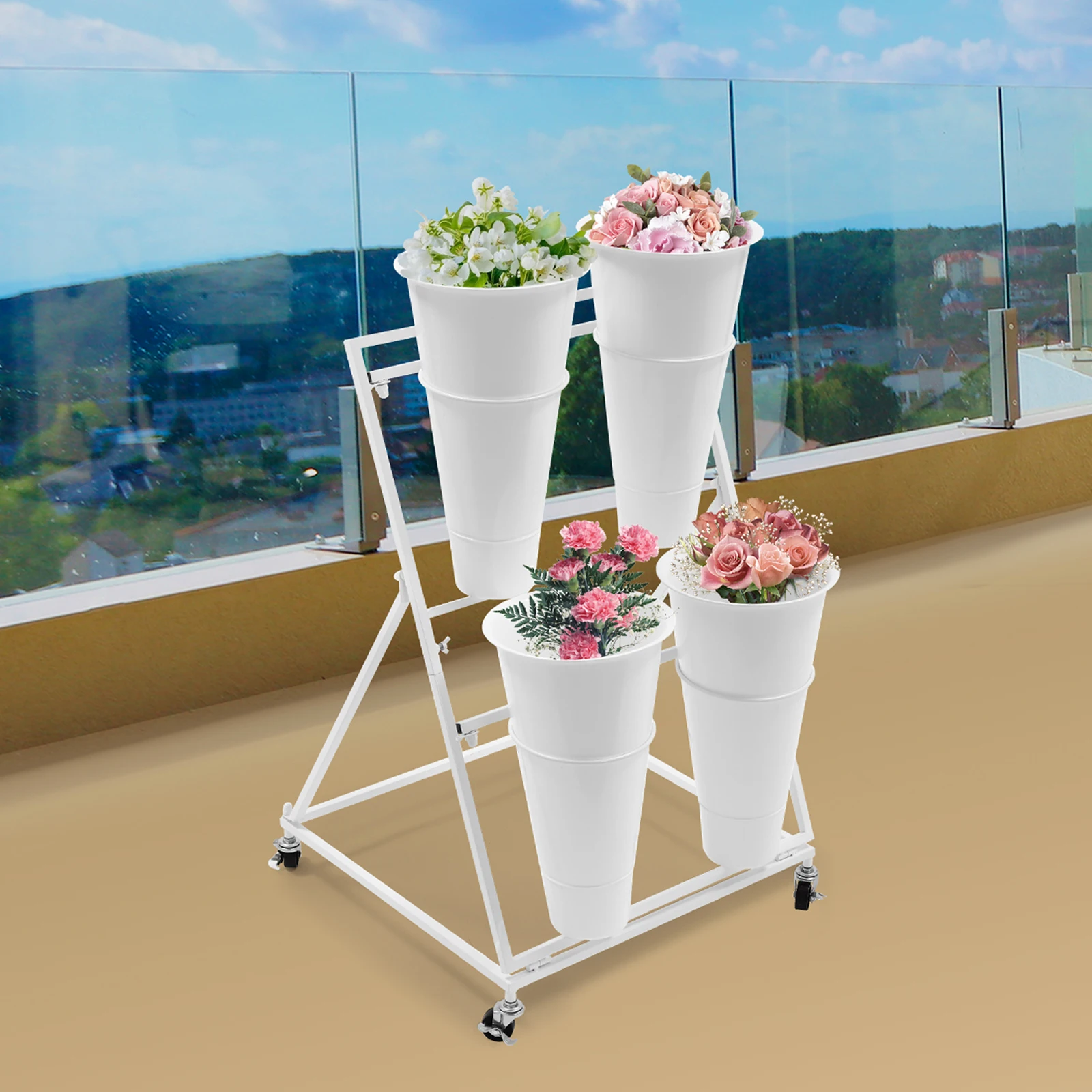 Flower Bar Cart YIYIBYUS Flower Display Stand With 12PCS Buckets,3 ...