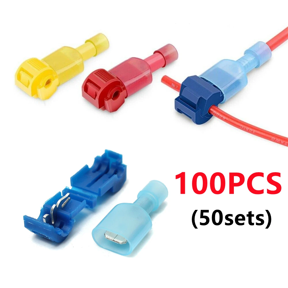 10/20/50/100PCS Quick Type T Electrical Cable Wire Connectors Straight ...