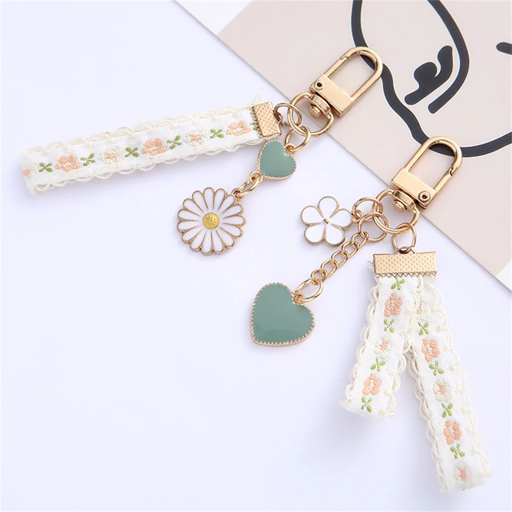NCEE-Lovely-Daisy-Keychain-Creative-Ribbon-Flower-Keyring-for-Girl ...