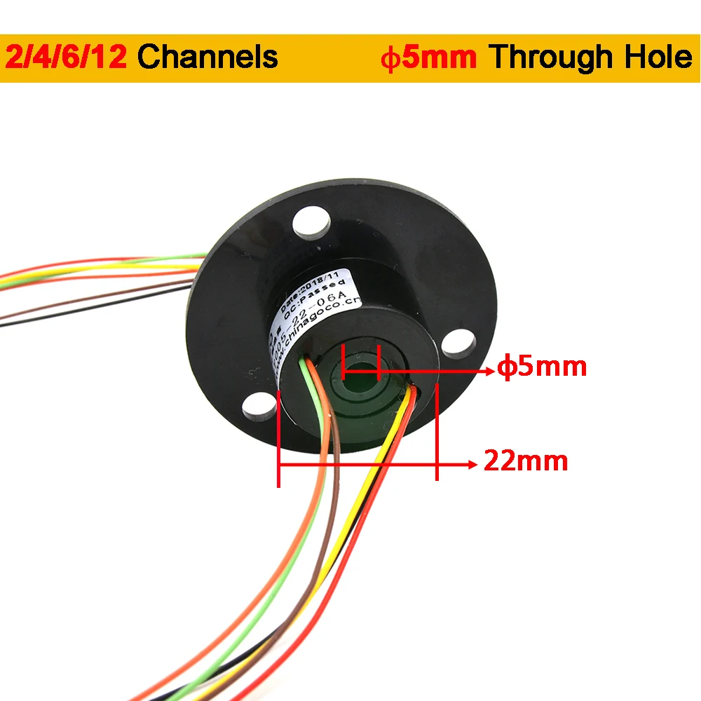 2/4/6/12 Channels 2A Hollow Shaft Slip Ring Rotation Connector with ...