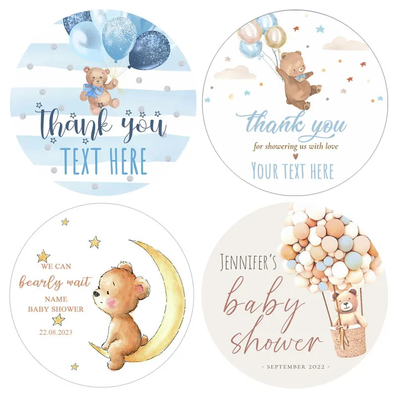 Custom-Cartoon-Teddy-Bear-Stickers-Welcome-Baby-Boy-Girl-Stickers ...
