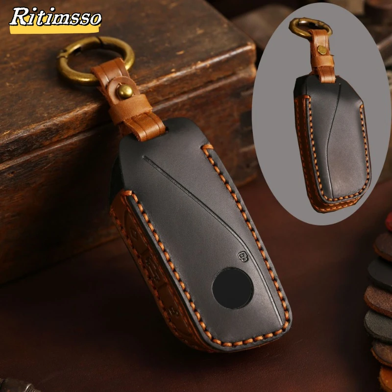 New-2023-Leather-Remote-Key-Case-Cover-for-BMW-Series-7-740Li-X7-XM-I7 ...