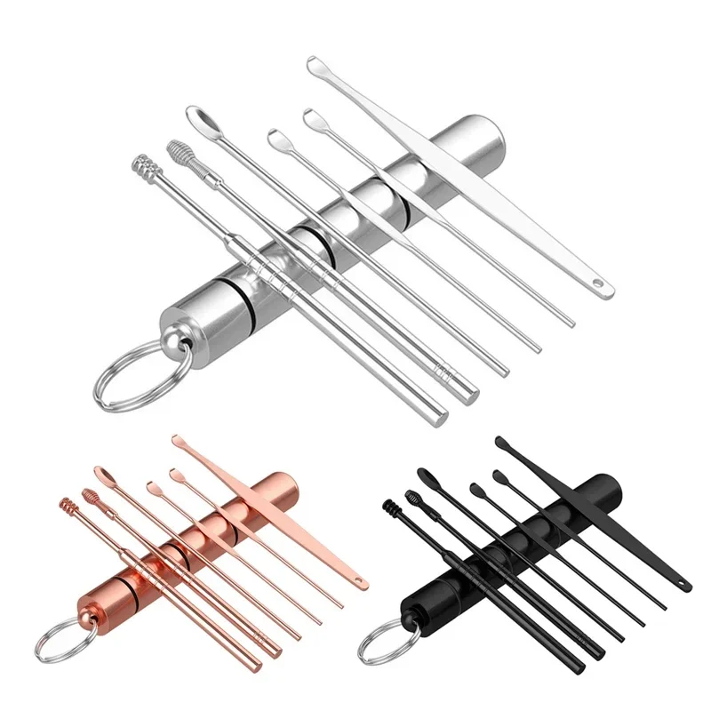 6Pcs-Set-Stainless-Steel-Spiral-Ear-Pick-Spoon-Ear-Wax-Removal-Cleaner ...